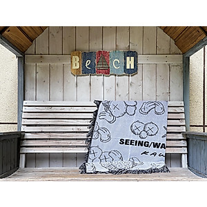 GIFTAYA Wood Coat Rack Hook Beach Theme 18 inches | Wall Mounted Towel Hooks | Wood Coastal Key Holder | Beach Themed Decor for Bathroom, Living Room, Bedroom