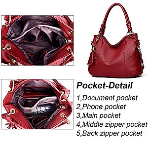 2022 Women's Tote Shoulder Bag Purses and Handbag for Women Satchel Shoulder Bags Handle Bag Leather tassel（Red）