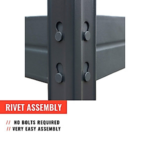 AR Shelving 2400-Lb. Capacity, 71in.H x 60in.W x 18in.D Rivet Shelving Unit, Or Assemble as 2 Benches, Ea. 35 1/2in.H x 120in.L x 18in.D, Matte Dark Gray, Model# Garage 60/18 600 Lbs.