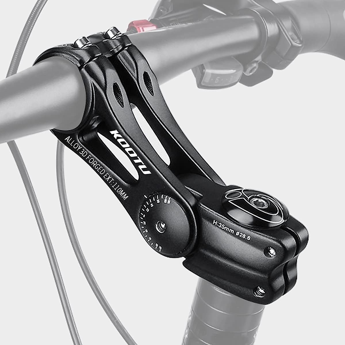 KOOTU Adjustable Bike Stem, 28.6mm / 31.8mm Bike Handlebar Extender ±85 Degree Aluminum Alloy Bicycle Stem Riser for Mountain Bike Road Bike BMX MTB(90mm)