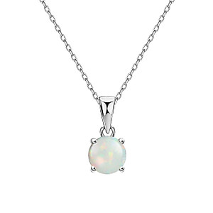 Michooyel Opal Pendant Necklace Sterling Silver 4 Prongs Setting Solitaire Fine Jewelry for Women