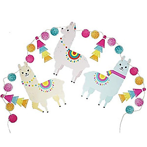 Llama Paper Party Garland, Pastel Banner Décor for All Events - 12 Feet Length Per Strand (1-Pack)