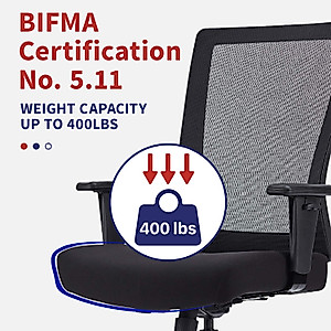 CLATINA Big and Tall Office Chair 400lbs, Heavy Duty Ergonomic Mesh Chair, Computer Executive Desk Chair with Wide Thick Seat, Adjusting Arm, Waist Support Swivel Task Seats