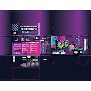 Cooler Master MasterLiquid ML240 Illusion CPU Liquid Cooler - AIO Water Cooling System, 3rd Gen Pump, 2 x 120mm ARGB Halo Fans, 240mm Radiator, ARGB Controller Included - AMD and Intel Compatible