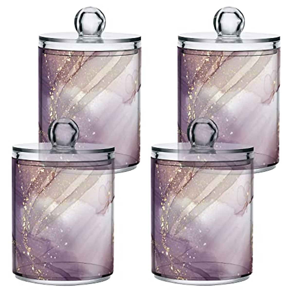 SUABO Plastic Jars with Lids,Purple MarbleStorage Containers Wide Mouth Airtight Canister Jar for Kitchen Bathroom Farmhouse Makeup Countertop Household,Set 2