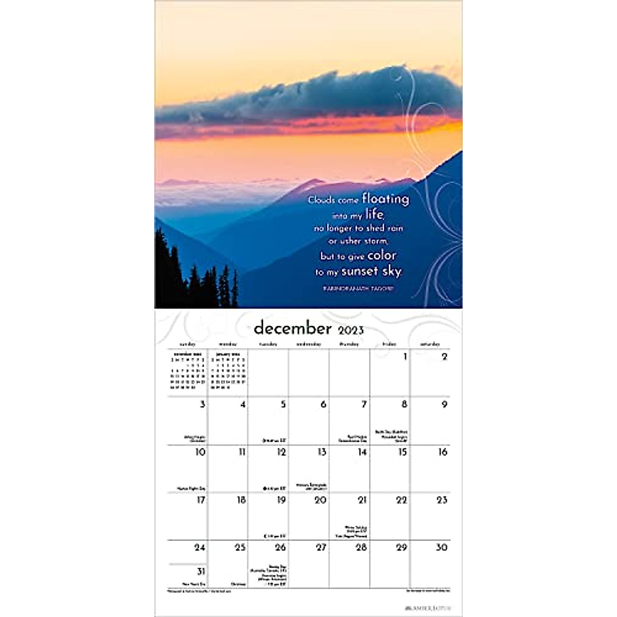 A Year of Mindful Living 2023 Wall Calendar | 12" x 24" Open | Amber Lotus Publishing