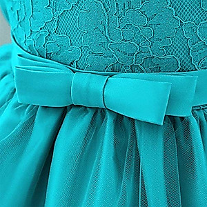 IMEKIS Toddler Girl Christening Baptism Gowns with Headband Bowknot Pageant Wedding Birthday Kids Princess First Communion Dresses Baby Dedication Dress Blessing Outfit Xmas Party Teal 12-18 Months