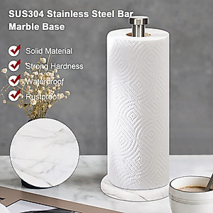 NearMoon Standing Paper Towel Holder, Kitchen Paper Towel Roll Holder- for Bathroom Kitchen Countertop, Standard or Jumbo-Sized Roll Holder (with Marble Base, Brushed Nickel)