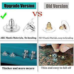 Catinee 3 Pairs Earring Backs,925 Sterling Silver Earring Backs for Studs, Adjustable Hypoallergenic Locking Earring Backs Fit 0.028-0.039inch Post（White+Gold）