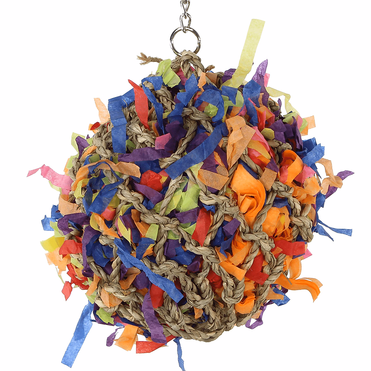 Bonka Bird Toys 55100 Medium Super Shredder Ball 11" x 5", Parrot Chew Shred Forage Cage Toy, African Grey, Conure, Pionus, and Similar Birds