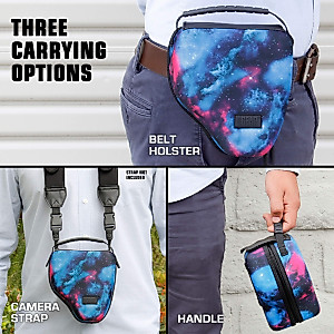 USA Gear DSLR Camera Sleeve with Molded EVA Hard Shell Camera Case Protection, Quick Access Opening, Padded Interior and Rubber Coated Handle-Compatible with Nikon, Canon, Olympus and More (Galaxy)