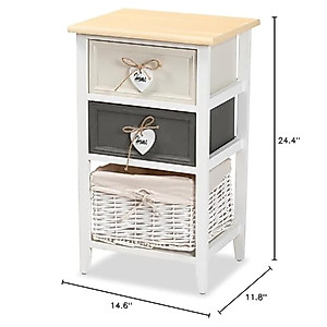 Baxton Studio Diella Modern and Contemporary Multi-Colored Wood 2-Drawer Storage Unit with Basket