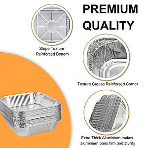 KmaxShip 8x8 Foil Pans with Lids (20 Pack) 8 Inch Square Aluminum Pans with Covers -Disposable Food Containers Great for Baking Cake, Cooking, Heating, Storing, Prepping Food