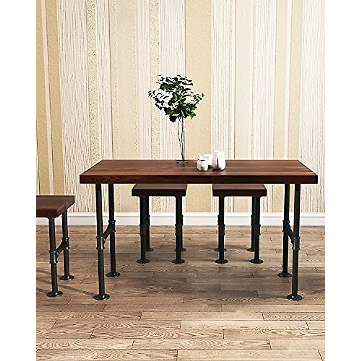 Niubid 28 Inch Industrial Pipe Table Leg Set - Iron Base LegsCoffee & End Tables, Desks, Nightstand - Vintage, Mid-Century Modern Aesthetic - Dark Grey Black Rough Pipes