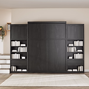 Signature Sleep Queen Wall Bed Cabinet Bundle in Black Oak