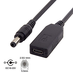 cablecc USB 3.1 Type C USB-C to DC 20V 5.5 2.5mm & 2.1mm Power Plug PD Emulator Trigger Charge Cable for Laptop