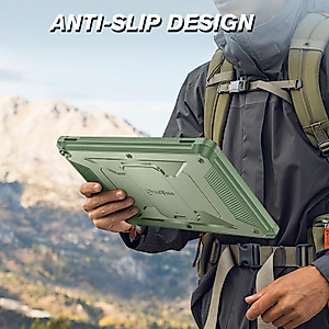 Fintie Shockproof Case for All-New Fire HD 10 Tablet (13th Generation 10.1", 2023 Release), [Tuatara] Rugged Unibody Hybrid Bumper Kickstand Cover with Built-in Screen Protector, Sage Green