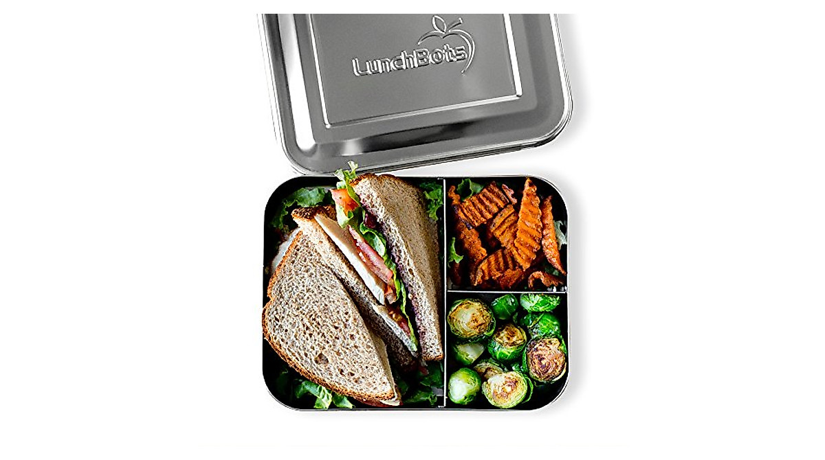 LunchBots Large Trio Stainless Steel Lunch Box - Three Sections for ...