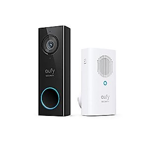 eufy Security, Wi-Fi Video Doorbell, 2K Resolution, No Monthly Fees, Local Storage, Human Detection, with Wi-Fi Chime–Requires Existing Doorbell Wires and Installation Experience, 16-24 VAC, 30 VA