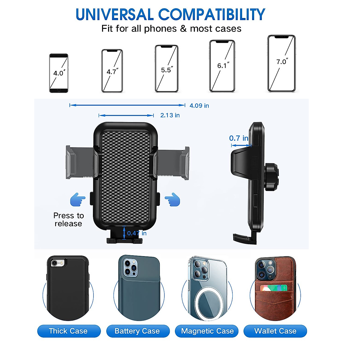 EOCAHO Car Phone Holder Mount, Upgraded Super Strong Suction Power Phone Mount for Car Dashboard Windshield Air Vent, Universal Cell Phone Holder Car Compatible with iPhone Samsung All Phones