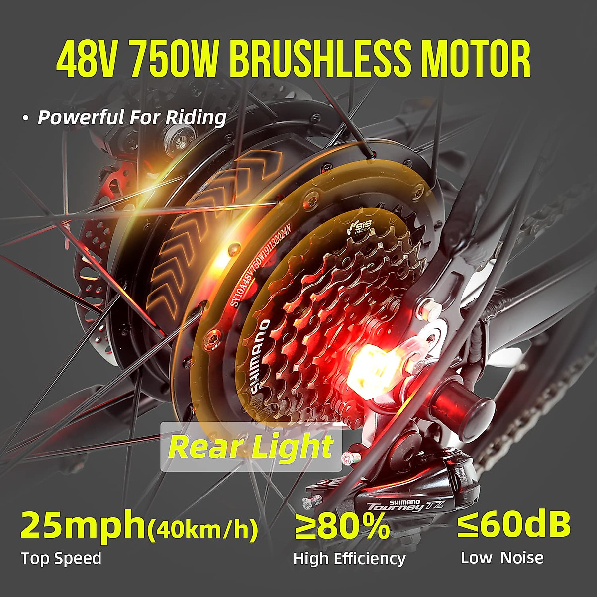 HOTEBIKE Electric Bike for Adult 750W Electric Mountain Bike 48V 13AH Removable Battery Ebike with Suspension Fork Aluminium Frame, Professional 21-Speed Gears 26"