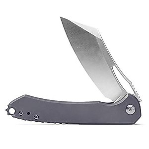 Drop + Ferrum Forge Buc Titanium Frame Lock Folding Pocket Knife (Blue)