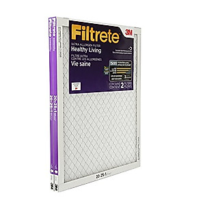 Filtrete 20x25x1 Air Filter, MPR 1500, MERV 12, Healthy Living Ultra-Allergen 3-Month Pleated 1-Inch Air Filters, 2 Filters