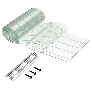 PATIKIL 6.8' x 7.5" Plastic Vinyl Strip Curtain, Clear PVC Freezer Curtain with Mounting Bracket for Walk-in Freezer Coolers Door Warehouse, Transparent