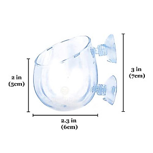 SunGrow 2-Pack Aquatic Plant Pot with Suction Cups, Crested Gecko Food Holder, Aquarium Plant Holder Cup for Aquaponic Fish & Shrimp Tank Décor, Suction Cup Window Planter Creates Floating Illusion