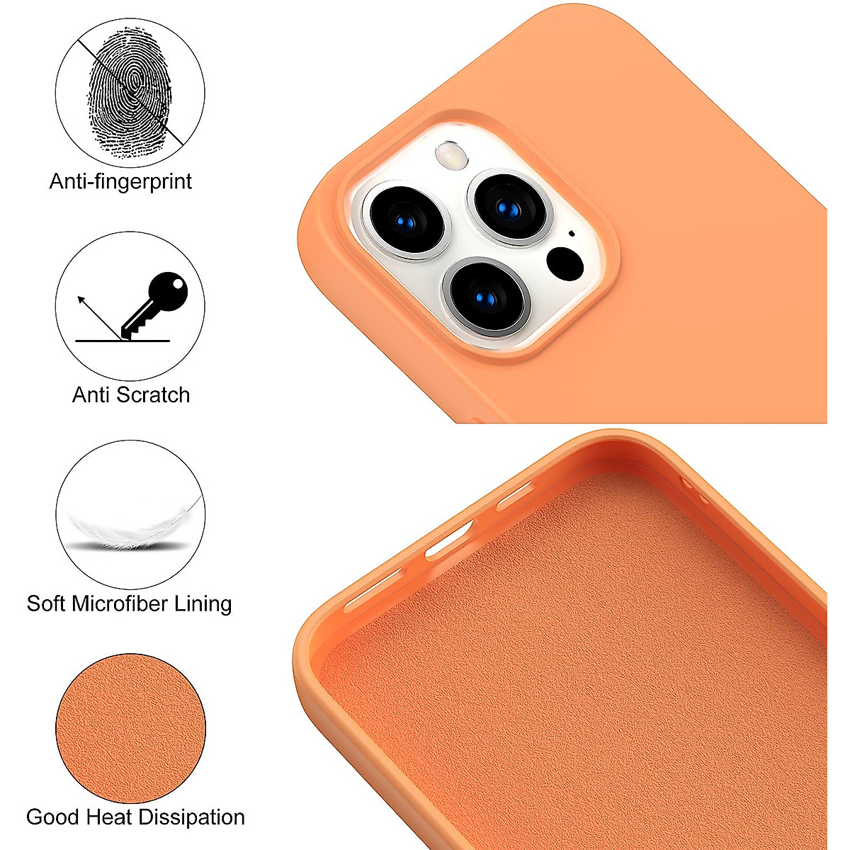 Amytor Designed for iPhone 13 Pro Max Case, Silicone Ultra Slim Shockproof Phone Case with Soft Anti-Scratch Microfiber Lining, [Enhanced Camera Protection] 6.7 inch (Coral)