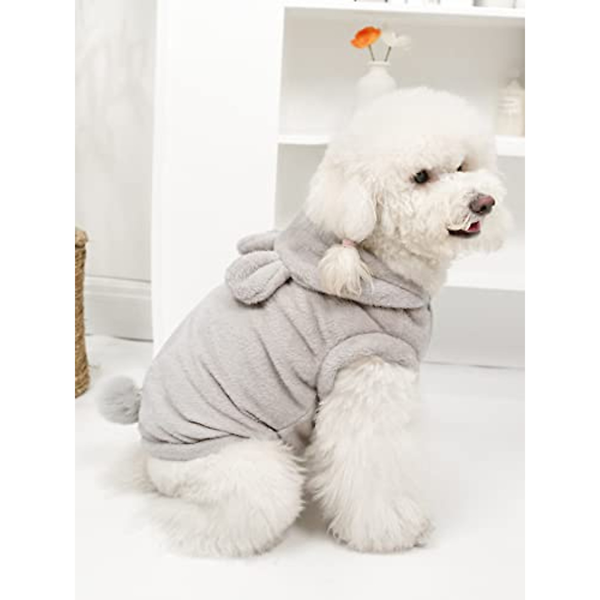 MESHEEN Dog Sweaters for Small Dogs Made of Skin Friendly Soft Double Face Fleece Keep Your Pet Cozy, Adorable Puppy Coat Use Cute Bear Ears Hooded Design…