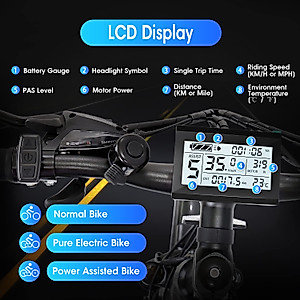 HOTEBIKE Electric Bike for Adults with 350W Motor 36V 10Ah Removable Battery 26" Ebike Cruiser Electric Bicycle Step-Thru Commuter Bike 21 Speed & Front Suspension