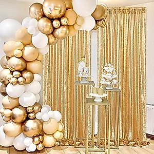 B-COOL Gold Sequin Backdrop Curtain Gold Curtains 2 Packs 2ftx8ft Gold Drapes for Backdrop Gold Backdrop Curtains for Parties Holiday Baby Shower Photography Stage