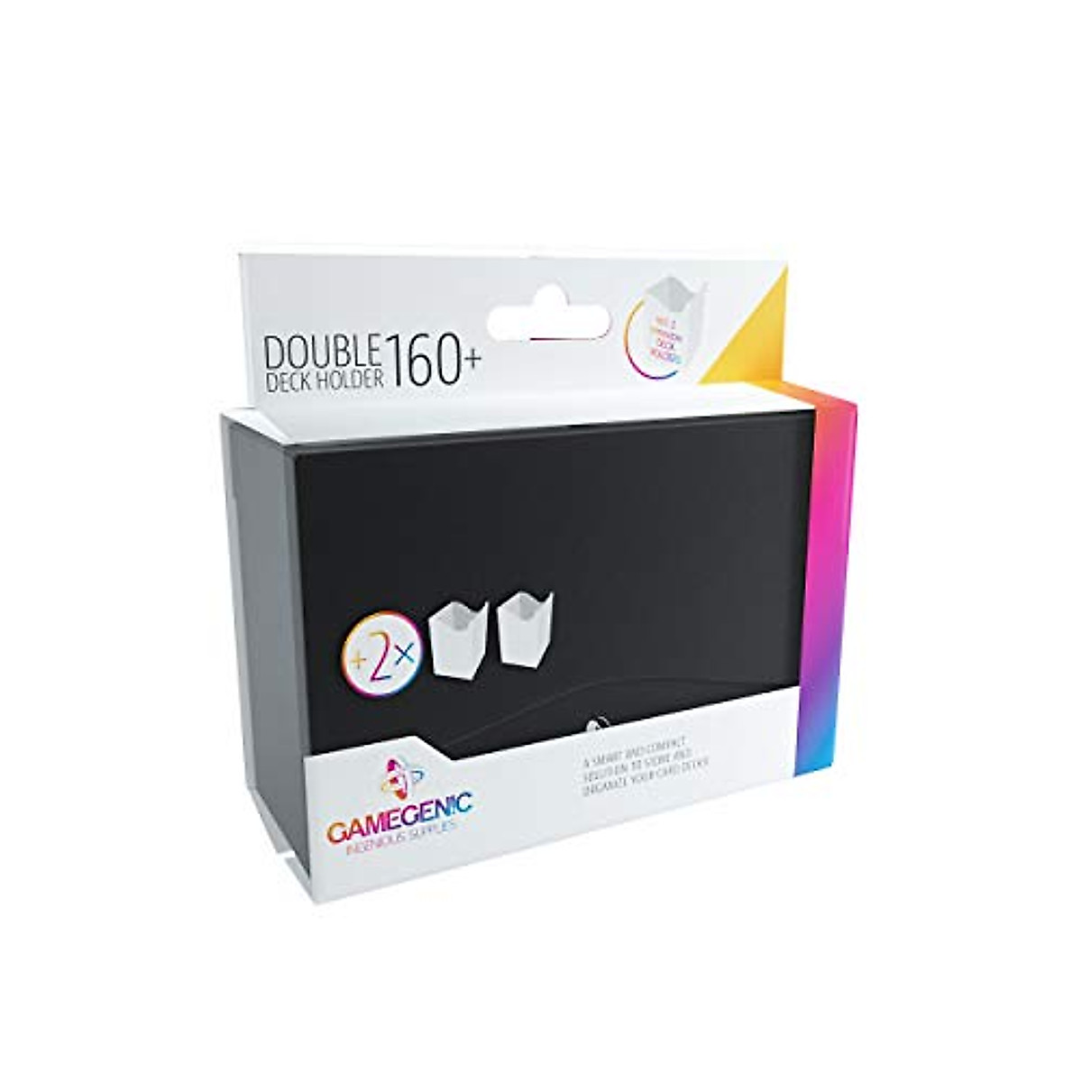 Gamegenic Double Deck Holder 160+ Casual Deck Box | Double-Sleeved Card Storage with Two Removable Deck Holders | Innovative Cobra Neck Technology | Holds up to 160 Cards | Black Color | Made