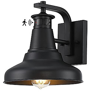 Untrammelife Motion Sensor Outdoor Wall Lights, Modern Black Dusk to Dawn Outdoor Barn Light Wall Sconce, Waterproof Outdoor Light Fixtures Wall Mount for Doorway, Patio, Garage
