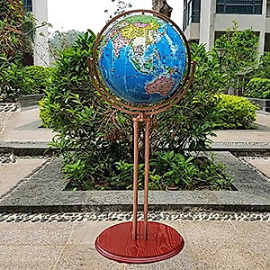geographic globe 16.5” Diameter Large World Globe Floor Standing Educational Earth Globe With Round Wooden Base Geographic Globes For Home Decor world globe gift (World Globe a) (W