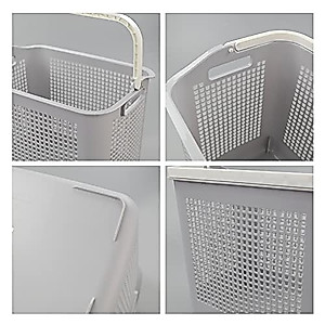 Morcte 4-Pack 35 L Plastic Laundry Hamper with Handles, Dirty Clothes Storage Basket, Gray