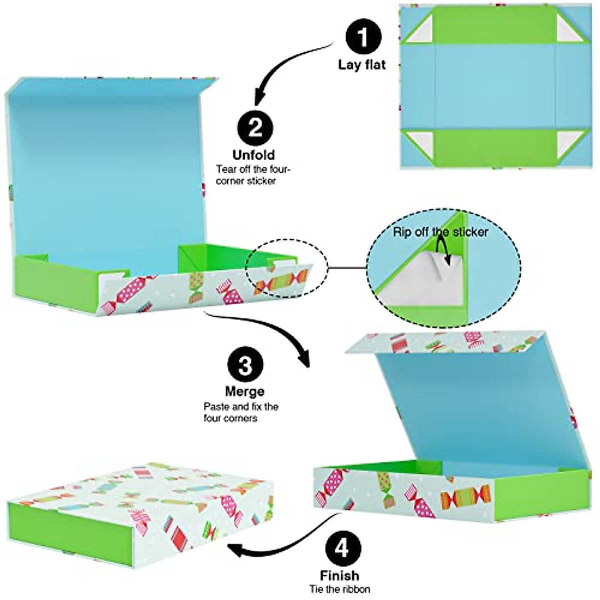 Christmas Gift Box 14" X 9.5" X 2.3" with Magnetic Closure, Perfect Design for Gift Wrapping, Christmas, Thanksgiving, Father'S Day, Mother'S Day Gift Boxes and Ideal for All Kinds Of Holiday Gifts