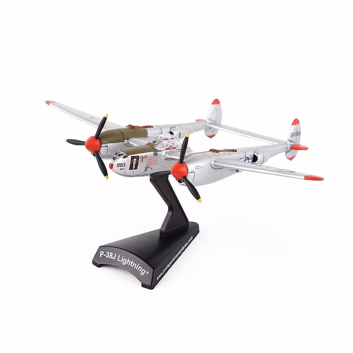 Daron Worldwide Trading Postage Stamp P-38J Lightning Marge 1/115 Dick Bong Airplane Model