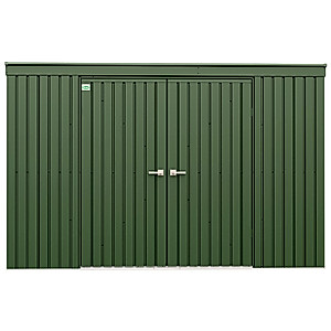 Scotts 10' x 4' Garden Storage Shed Outdoor Lockable Water-Resistant Steel Building with Tool Hanger and Pent Roof, Green