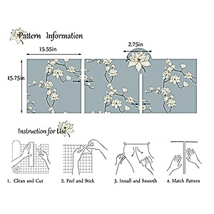 GloryTik 15.5" x 118" Floral Wallpaper Peel and Stick Wallpaper Beige Flowers Contact Paper Self-Adhesive Wallpaper Waterproof Removable Wallpaper Decoration for Cabinets Bedroom Walls