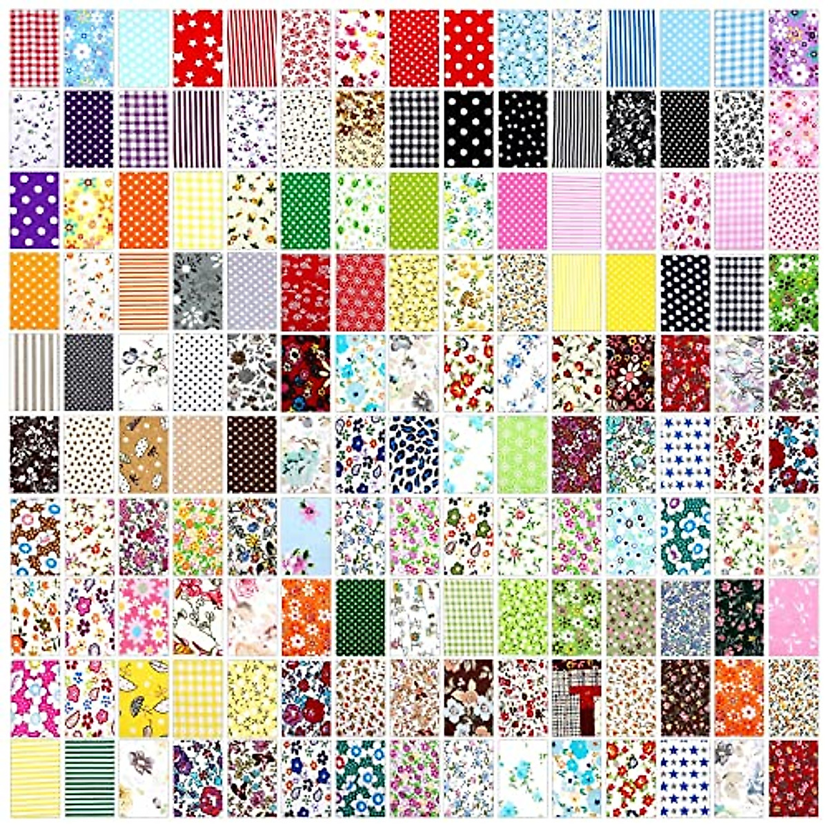 150 Pcs 4 x 4 (10 x 10 cm) Craft Fabric Bundle Squares Various Patterns DIY Sewing Quarters Bundle Precut Quilting Cotton Fabric Bundles Craft and Hobby Fabric for Patchwork Scrapbooking DIY Crafts