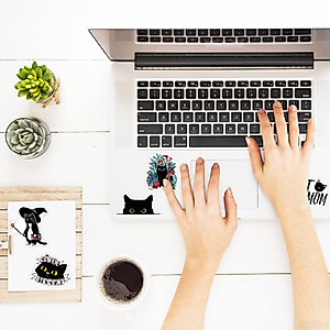 100pcs Waterproof Laptop Stickers Black Cute Cat Stickers for Water Bottles Kawaii Black and White Sticker Pack - Black Skateboard Sticker Computer Laptop Guitar Hydro Flask Phone