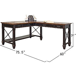 Martin Furniture Hartford Open L-Shaped Desk, Brown