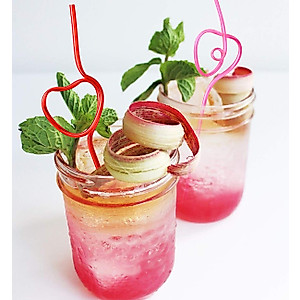 36PCS Heart Shaped Drinking Straws Krazy Loop - Valentines Day Party Supplies Decorations