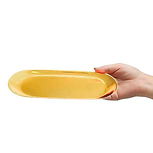 Stainless Steel Towel/ Dish Plate, Tea/ Fruit Storage Trays Cosmetics Jewelry Organizer, Gold, Oval