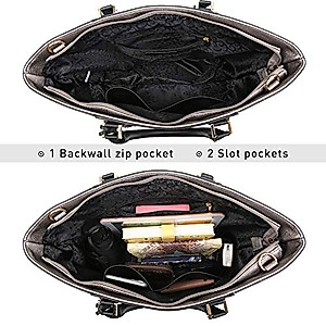 MKP Women Two Tone Large Tote Bags Top Handle Satchel Handbags Purses Set 2pcs