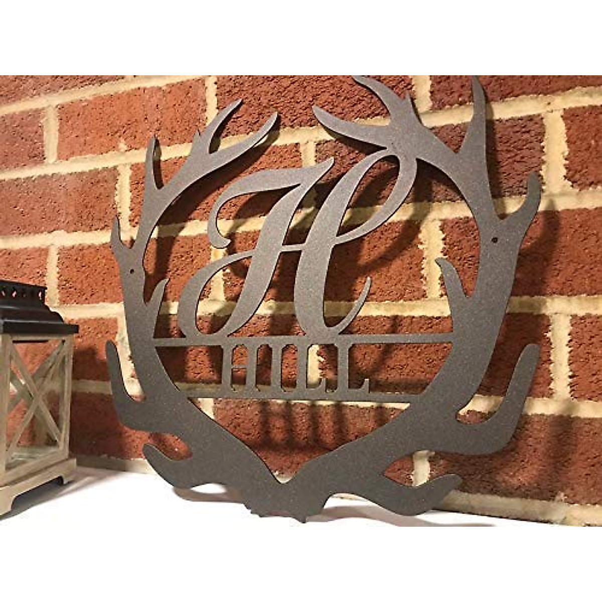 Antler Monogram Est. Sign. Wedding Gift.Hunting, lodge Family Name Sign. Outdoor Name Sign. Anniversary. Last Name Sign. Metal Sign. Front Door.