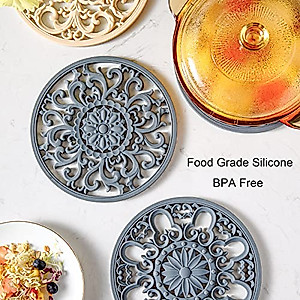 Extra Thick Silicone Trivet Mat for Hot Dishes, Hot Pots and Pans, Pot Holder, Hot Pad to Portect Your Table and Countertop, Kitchen Decor and Accessories,Turquoise,Set of 3