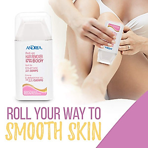Andrea Roll-On Hair Removal Cream for Unwanted Body Hair, Gentle Depilatory Cream for Arms, Legs, and Bikini, Easy-to-Use Hair Remover, 2 Pack